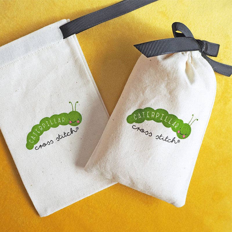 Carlos the Caterpillar Cross Stitch Storage Pouch – botanical yarn